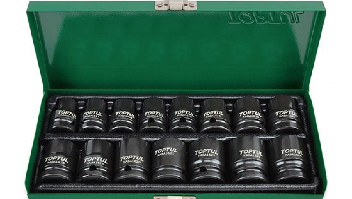 15PCS 1/2" DR. 6PT Flank Impact Socket Set | Toptul GDAD1501 | 15PCS 1/ ...