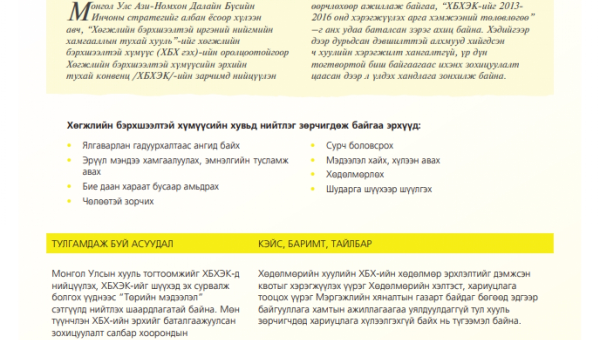 ХӨГЖЛИЙН БЭРХШЭЭЛТЭЙ ХҮМҮҮСИЙН ЭРХ Нээлттэй нийгэм форум