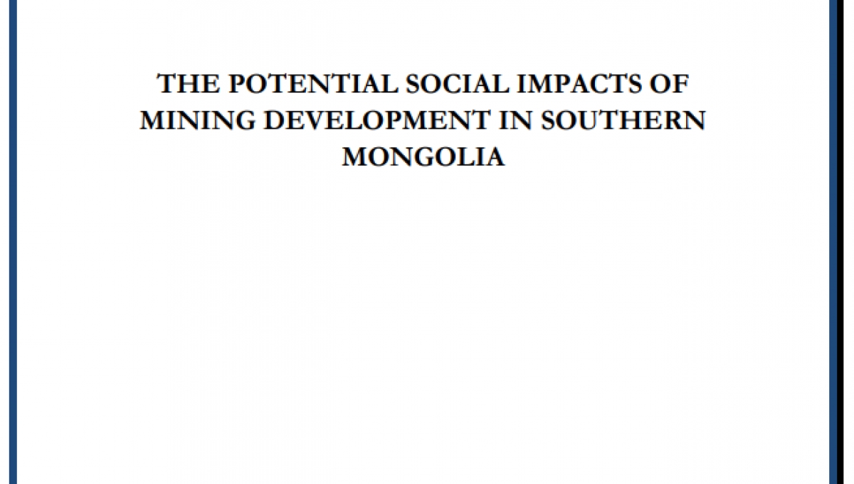The Potencial Social Impacts of Mining Development in Southern Mongolia ...