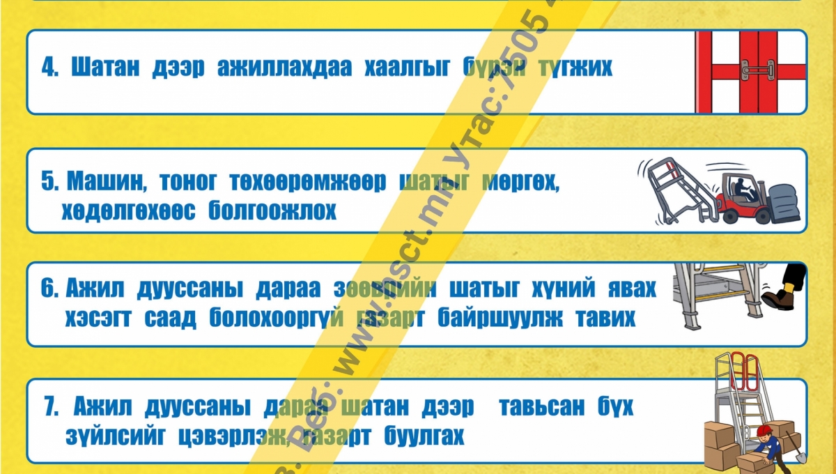 Тавцант зөөврийн шатны аюулгүй ажиллагаа D1d276 ХАБ ын самбар
