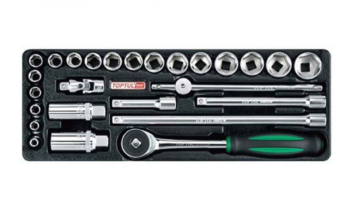 26PCS - 3/8" DR. Flank Socket Set | Toptul GCAT2606 | 26PCS - 3/8" DR ...