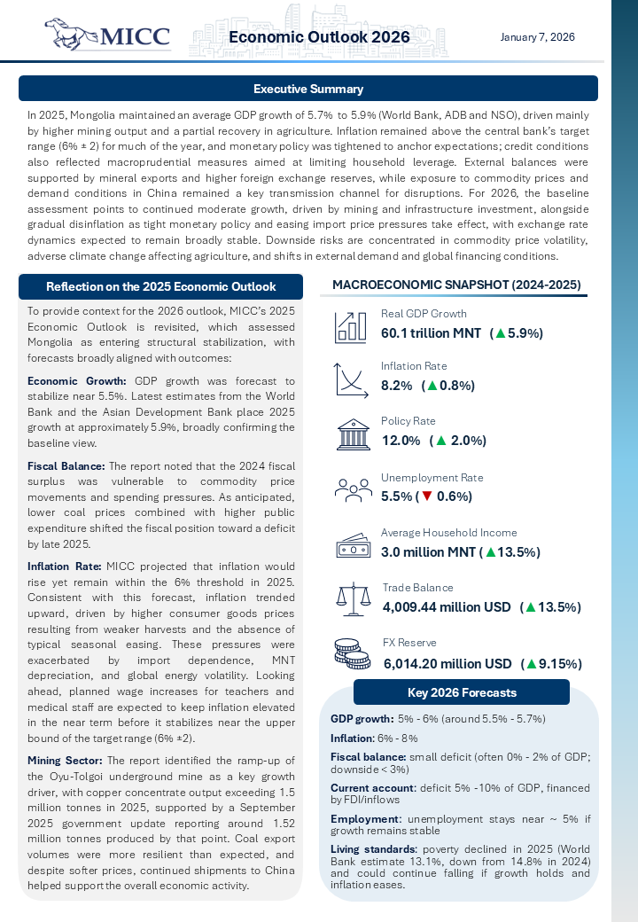 Mongolian Economic Outlook 2026